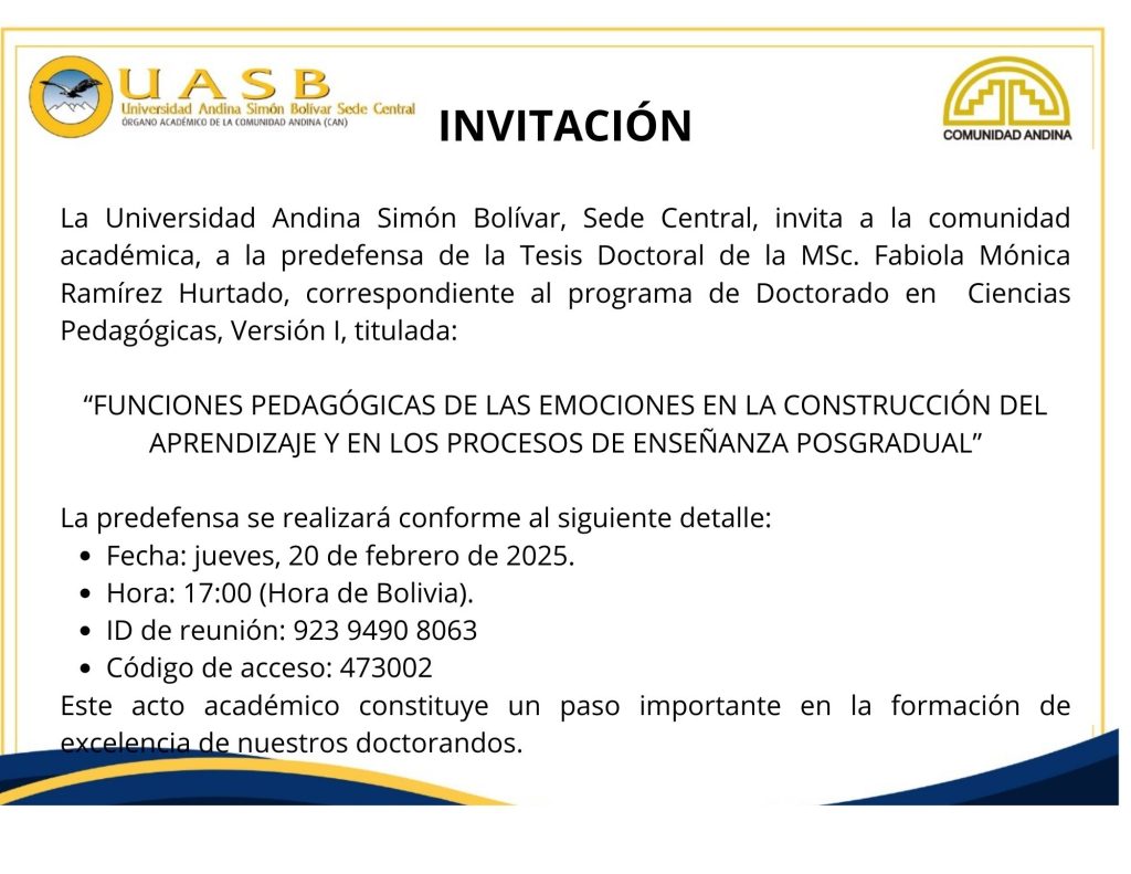 Invitación a predefensa Fabiola Ramírez – Universidad Andina Simón Bolívar